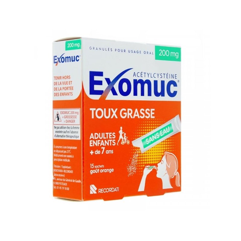 Exomuc Toux Grasse Goût Orange 15 sachets