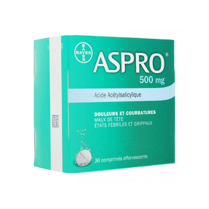 Aspro 500mg Douleurs et Courbatures 36 comprimés effervescents